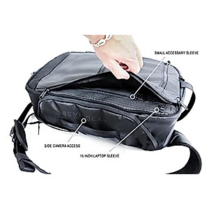 BEVISGEAR Top Shelf Camera Bag, Water Resistant Sling Backpack for Photo and Video with hidden Tripod Holder, works with DSLR, SLR, Mirrorless cameras and more