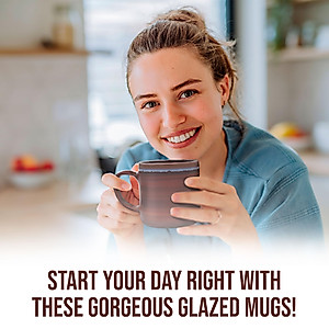 American Atelier Ceramic Glazed Jumbo Coffee Mugs | Set of 2 | Big Tea Mugs with Large Handle Design | Dishwasher and Microwave Safe | Made of Stoneware | 21oz (Mauve)