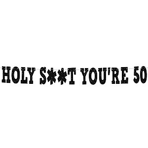 Holy S**t You’re 50! Banner Backdrop Glitter Black Hallo Fiftieth Cheers to 50 Years Old Theme Decor for Man Woman Happy 50th Birthday Party Decorations Photo Studio Prop Flag Favors Supplies