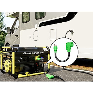 oviitech NEMA L5-30P to NEMA 14-50R RV Generator Adapter Power Cord, 250V, SJTW 10AWG*3C,30Amp Male to 50Amp Female Generator Conversion Adapter, Outdoor RV Camping, 1.5Ft, Green