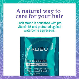 Malibu C Miracle Repair Hair Reconstructor with Cooling Menthol (1 Packet) - Nourishing Hair Repair Treatment for Weak, Damaged Strands - Scalp Invigorating Hair Care