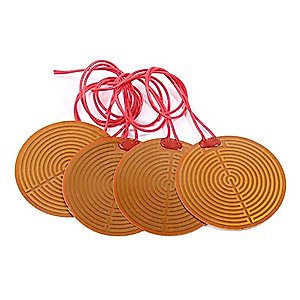 4 PCS Film Heater Plate Adhesive Pad, Icstation PI Heating Elements Film Round 12V 13W Adhesive Polyimide Heater Plate 70mm