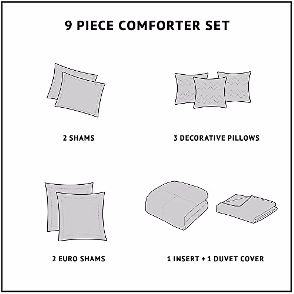 Madison Park Signature Cozy Comforter Set - All Season Bedding Combo Filled Insert and Removable Duvet Cover, Shams, Decorative Pillows, Stripe Blue King (110 in x 96 in) 10 Piece