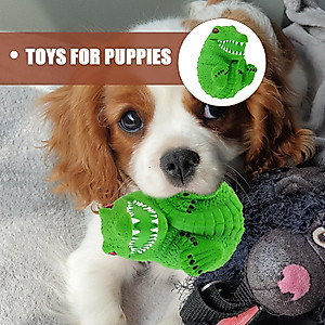 POPETPOP Squeaky Dog Toys Rubber Crocodile Shape Dog Dental Chew Toys Indestructible Dog Toys for Aggressive Chewers Dogs Puppy