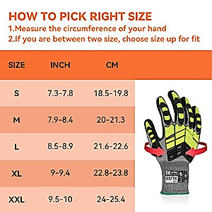 Graloky Safety Work Gloves, Impact Gloves for Men Women, Cut Resistant Non-Slip Heavy Duty Gloves with Nitrile Grip,Touch Screen Gloves with Impact Protection for Gardening Mechanic Construction,Large