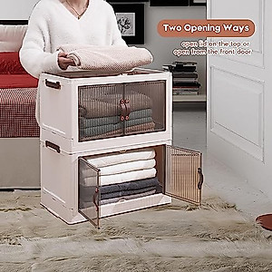 Storage Bins with Lids,Collapsible Closet Organizers with Double Door,Foldable Toy Storage with front opening.Dorm Room Essentials,12Gal Folding Car Organizer.