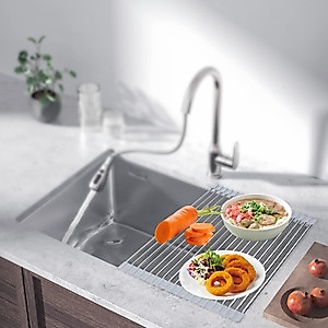 YAHAFI Roll Up Dish Drying Rack - Expandable Kitchen Accessories,Sink Protectors for Kitchen Sink Dish Racks - for Kitchen Counter,Kitchen Rack, 14.6inch(L 19.7inch（W)