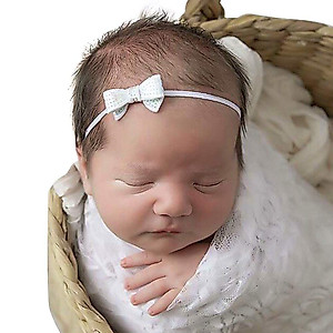 LDDCX Newborn Baby Lace Wrap Blanket and 2 pcs Beads Headband.Baby Photography Props (T1) (White)