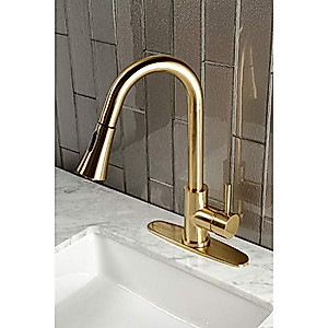 Kingston Brass Gourmetier LS8723DL Concord Single-Handle Pull-Down Kitchen Faucet, Brushed Brass