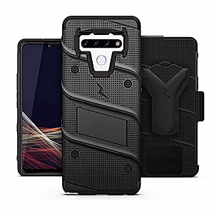 ZIZO Bolt Series for LG Stylo 6 Case with Screen Protector Kickstand Holster Lanyard - Black & Black
