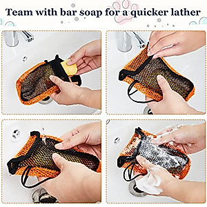 4 Pcs Bar Soap Pouch Soap Savers Exfoliating Net Soap Coarse Mesh Soap Bag Loofah Body Scrubber Hanging Rope Bags Exfoliator for Bath Shower for a Deeper Scrub and Lather