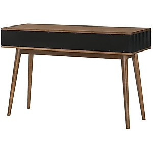MAKLAINE Modern Wood ad Veneer Console Table in Black/Walnut