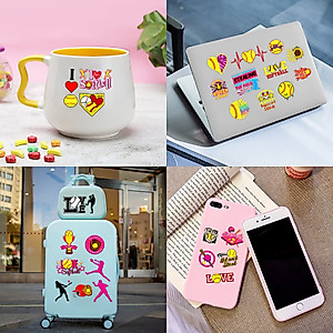 8 Sheets (96PCS) Softball Temporary Tattoos Sports Themed Birthday Party Decorations Favors Supplies Decor Stickers For Girls Boys Kids Gifts Classroom School Prizes Rewards