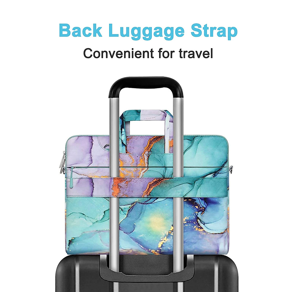 MOSISO Laptop Shoulder Bag Compatible with MacBook Air/Pro,13-13.3 inch Notebook,Compatible with MacBook Pro 14 inch M4 M3 M2 M1 Chip Pro Max,Carrying Briefcase Sleeve with Belt Marble MO-MBH189