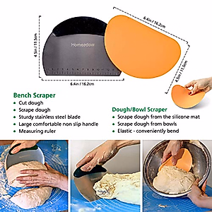 HOMEADOW Banneton Bread Proofing Basket For Rising Dough- 8 Pcs Kit: 10 inch Oval Brotform, Linen Liner, Bread Lame, Bench Scraper, Dough Scraper, Stencils, Silicone Baking Mat, Bread Bag | Sourdough
