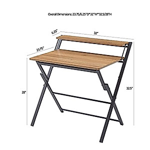 Ball & Cast Folding Computer Desk Foldable Laptop Table 2 Tiers, 32" W, Natural
