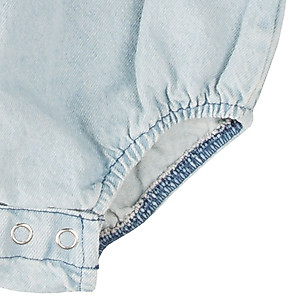 Wrangler Baby Boys Western Long Sleeve Denim Bodysuit, Faded Blue, 12 Months