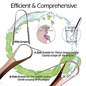 Tongue Scraper, Tongue Cleaner, Tounge Scraper Cleaner,Tongue scrapers for adults with Carrying case, Fresh Breath Tongue Scrapers Medical Grade Metal (3 pack)