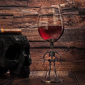 The Wine Savant Stemmed Skeleton Wine Glass Set of 2 12oz Skeleton Glasses 10" H, Goth Gifts, Skeleton Gifts, Skeleton Decor, Spooky Wine Gift Set, Perfect for Themed Parties!