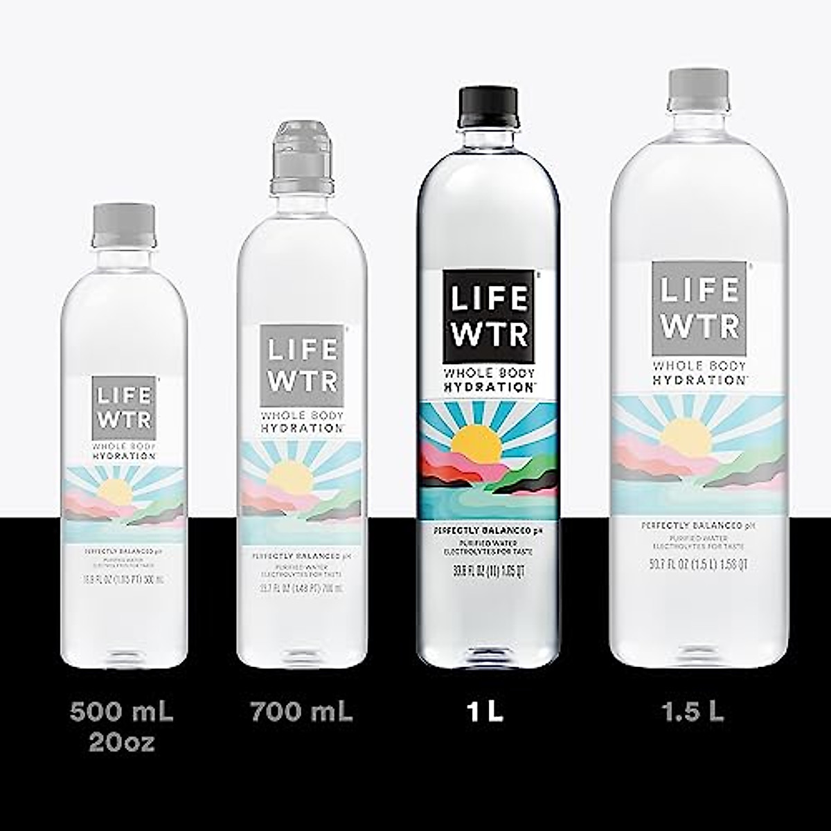 LIFEWTR, Premium Purified Water pH Balanced with Electrolytes For Taste, 1 Liter bottles (6 Pack)