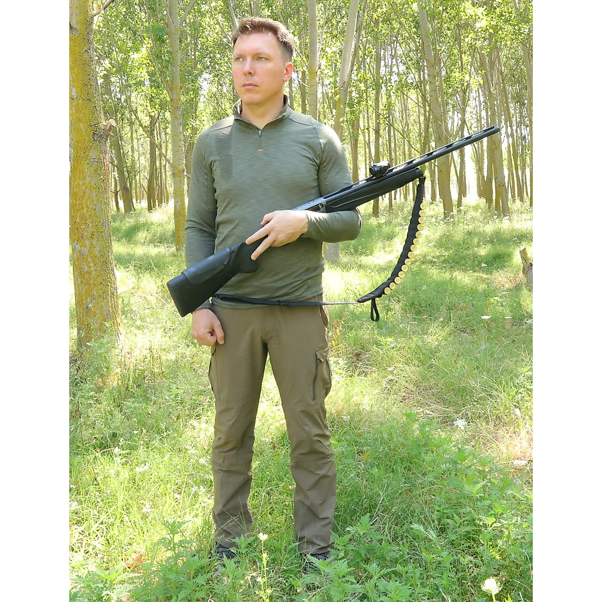 Underalert Shotgun Sling for 12ga Gun Sling for Shotgun with 15 Shell Holders, Gun Slings for Rifle Hunting Gun Strap for Shotgun, Rifle Sling with Swivels Sling Shot Gun 2 Point, Small Game Bandolier