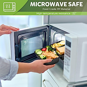 Meal Prep Containers Reusable【3 Compartment 34oz】50 Pack Food Prep Containers with Lids, Disposable To Go Containers, Plastic Food Storage Containers with Lids For Lunch/Deli/Takeout/Leftover