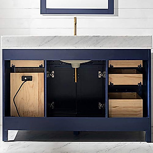 LUCA Kitchen & Bath LC54PBW Tuscan 54" Single Bathroom Vanity Set in Midnight Blue with Carrara Marble Top and Sink