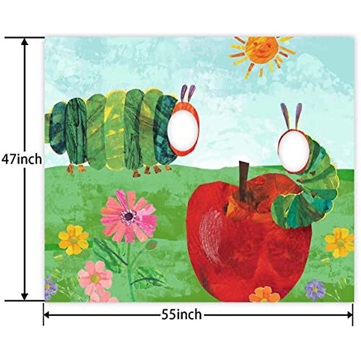 Cartoon Very Hungry Little Green Caterpillar Decorations Pretend Play Party Game Banner Insects Theme Decor for 1st Birthday Party Baby Shower Photo Booth Props Backdrop Background Supplies Favors