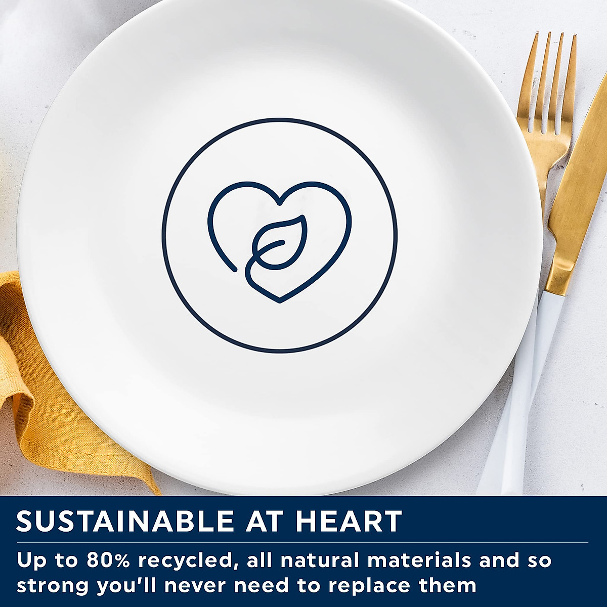 Corelle Vitrelle 12-Piece Glass Dinnerware Set Service for 4, 10.25" Dinner Plates, 8.5" Salad Plates, 18-Oz Soup Cereal Bowls, Cobalt Circles