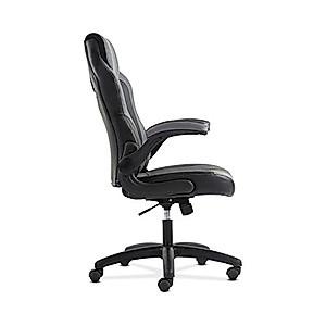 Sadie Racing Gaming Computer Chair- Flip-Up Arms, Black and Gray Leather (HVST911)