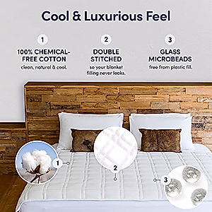 Baloo Soft 15lb Full/Queen Weighted Blanket with Removable Linen Cover - Heavy Cotton Quilted Blanket - Dove Grey, 60x80 inches Living