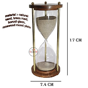 Rosewood Brass Hourglass with Qoute 7 inches 30 Minute Sand Timer | Sand Clock | Timer with Sparkling Natural Sand for Home & Kitchen Office Table Desk