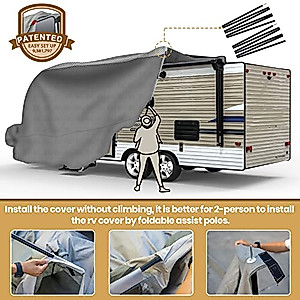 Leader Accessories Easy Setup RV Cover Extra Thick 5 Layers Travel Trailer Cover Camper Cover with Assist Poles (Fits 27' - 30')