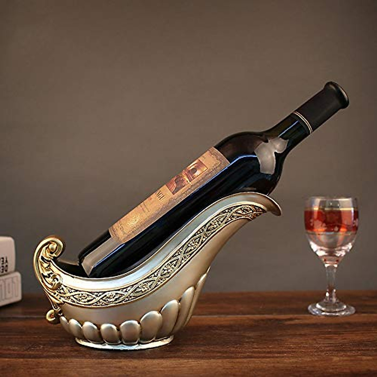 PIBM Stylish Simplicity Abstract Spoon Shape Resin Crafts Home Decoration Wine Rack Creative Bar Decoration Wine Cabinet Kitchen Living Room Gift Beautiful and Elegant