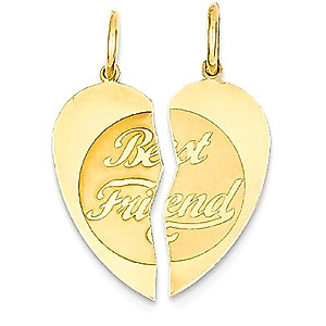 IceCarats 14K Yellow Gold Set Best Friend Necklace Charm Pendant