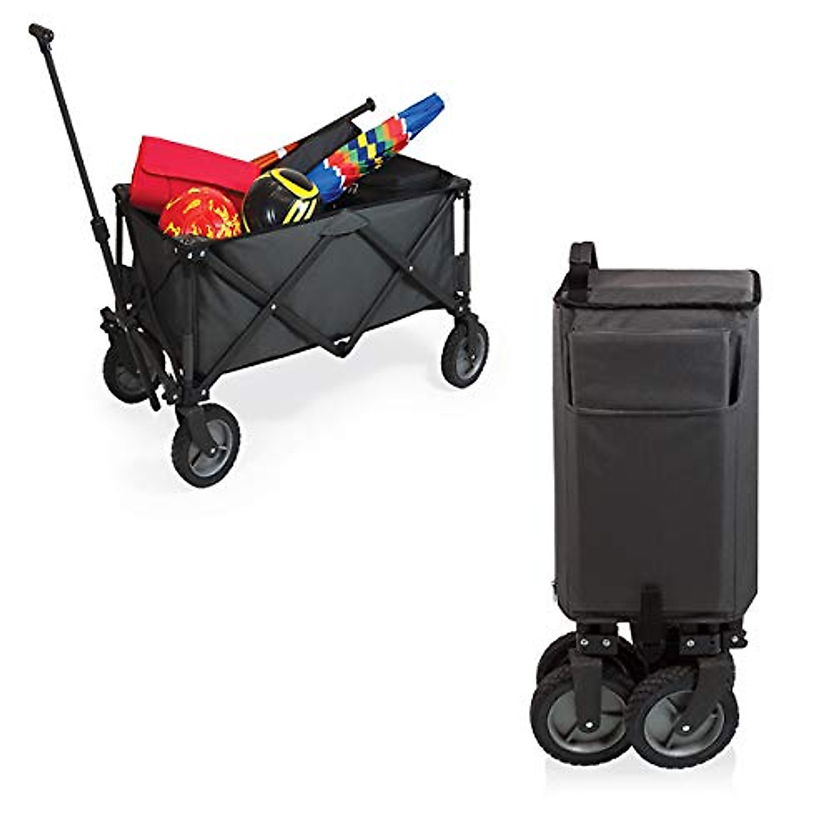 ONIVA - a Picnic Time Brand - Adventure Wagon Folding Wagon - Wagon Cart - Sport Utility Wagon - Beach Wagon Collapsible, (Dark Gray) 35.6 x 18.9 x 21.9