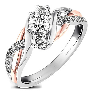 ZLAEBL 1.8 Carat Twisting Infinity Engagement Rings for Women, Mossanite Ring Sterling Silver Plated with White Gold Wedding Ring Love Gifts,7