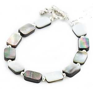 $80 Tag Certified Authentic Navajo Natural Abelone Native American Bracelet 12884-3 Made by Loma Siiva