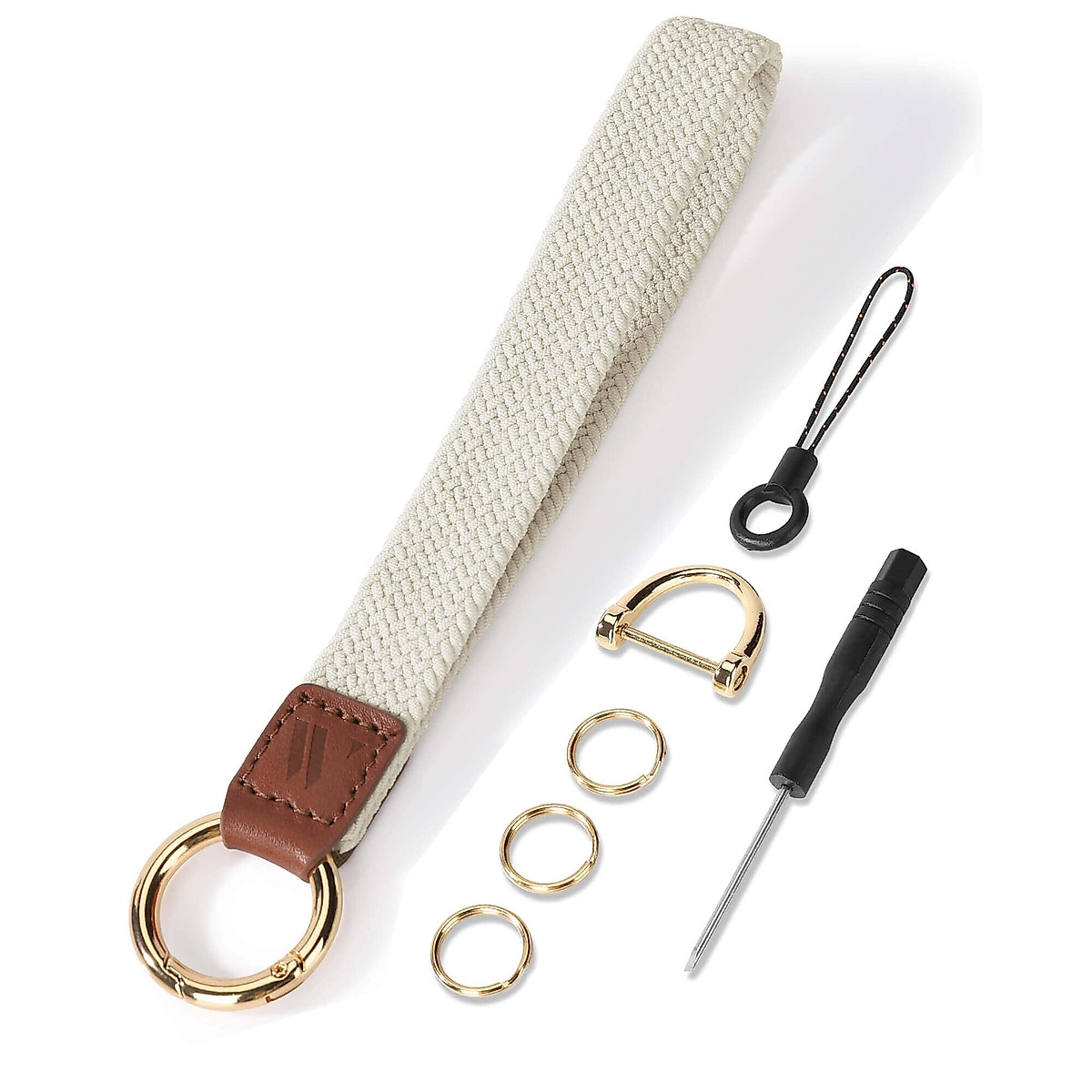 WEESMILE Key Chain, Stretchy Keychain Wristlet, Cute Wrist Lanyard Strap for Car Keys with D Ring for Women Men (Starlight)