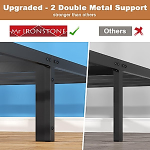 Mr IRONSTONE Full Bed Frame, 14 Inch Platform Heavy Duty Steel Full Size Bed Frame No Box Spring Needed, Metal Bed Frame with Storage, Heavy Duty Steel Slat