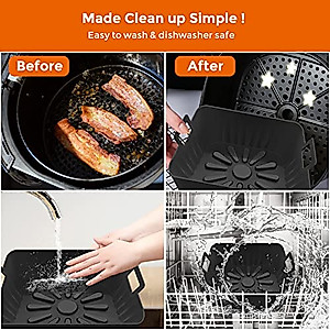 Square Air Fryer Liners Silicone, 9 IN 6 to 10 QT Food Grade Reusable Heat Resistant Silicone Air fryer Bowls Inserts Baskets Pots Accessories for COSORI Instant Vortex Air Fryer Oven Microwave