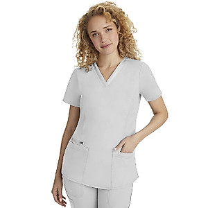Healing Hands Scrub Top for Women with 3 Pockets and Easy Care, 2-Way Stretch Fabric 2278, M, White