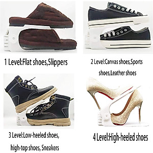 RISETEX Shoe Slots Organizer 12 Pack, Adjustable 4 Level Shoe Space Savers, Double Deck Shoe Rack Holder for Closet, White