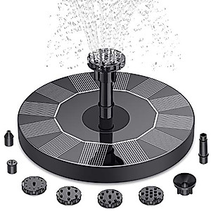AISITIN Solar Fountain Pump 1.5W Solar Water Fountain Pump with 6 Nozzles, Solar Powered Fountain Pump for Bird Bath, Ponds, Garden,Swimming Pool, Fish Tank, Outdoor and Aquarium