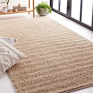 Safavieh Natura Collection Accent Rug - 4' x 6', Beige, Handmade Flat Weave Boho Farmhouse Wool, Ideal for High Traffic Areas in Entryway, Living Room, Bedroom (NAT280B)
