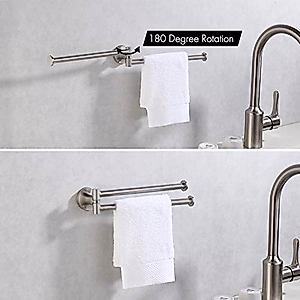 KES Kitchen Swivel Towel Bar 9-Inch Swing Out Towel Rack Double Towel Bar 2-Arm Wall Mounted SUS 304 Stainless Steel Brushed Finish, A2106S23-2