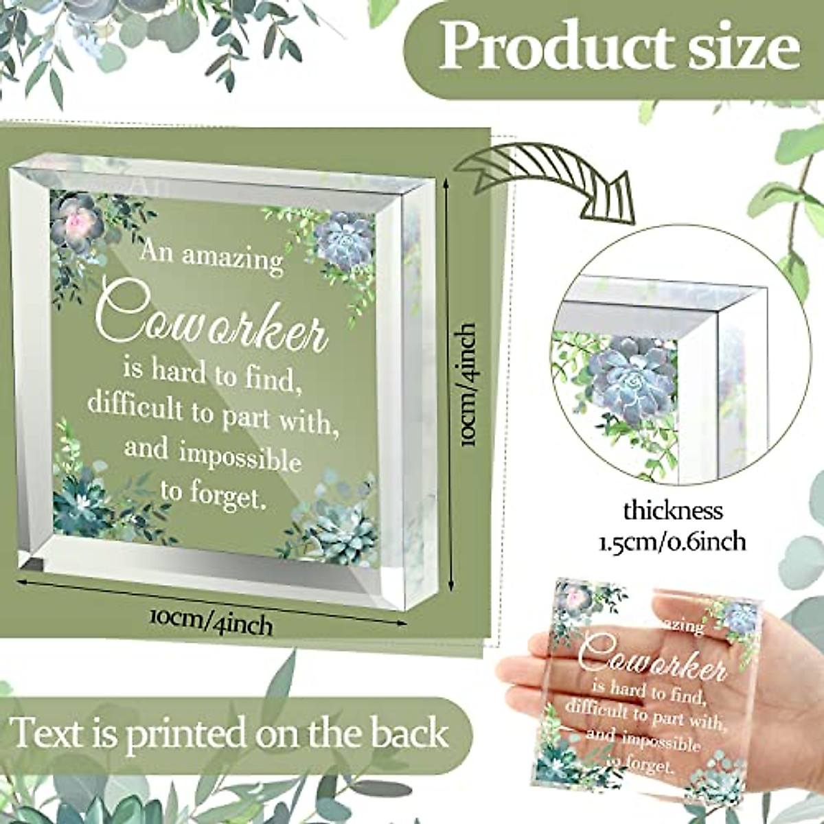 Yulejo Going Away Gifts for Coworkers Women Retirement Plaque Goodbye Best Boss Colleague Acrylic Coworker Leaving Keepsake Paperweight Men Healthcare Worker(Greenery)