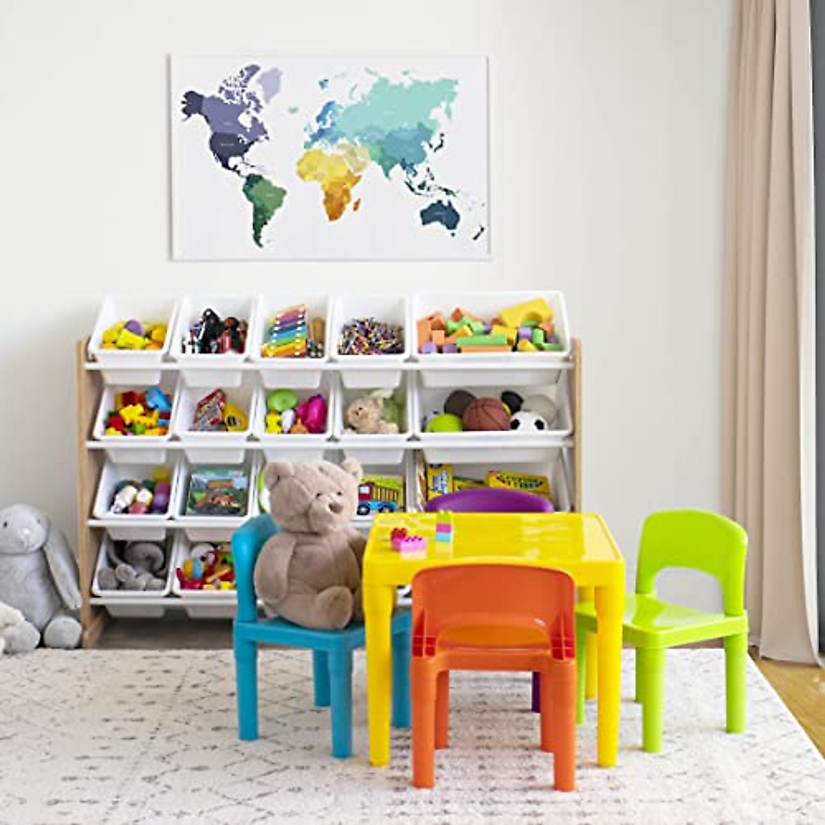 Humble Crew Toy Organizer with 20 Storage Bins, Natural/White