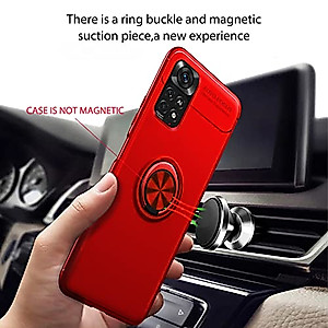 AKABEILA for Oppo A96 4G/Realme 9i/A36 4G/A76 4G/K10 4G/Realme 10T 5G Case Screen Protector Cover [with Tempered Glass Free] Carbon Fiber Silicone Bracket Phone Holder Shockproof Cases 6.59"