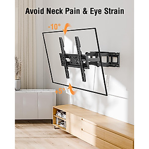 ELIVED Full Motion TV Mount TV Wall Mount Swivel and Tilt for Most 26-55 Inch TVs, Wall Mount TV Bracket with Dual Articulating Arms, Max VESA 400x400, 88 lbs. Loading, 16" Studs